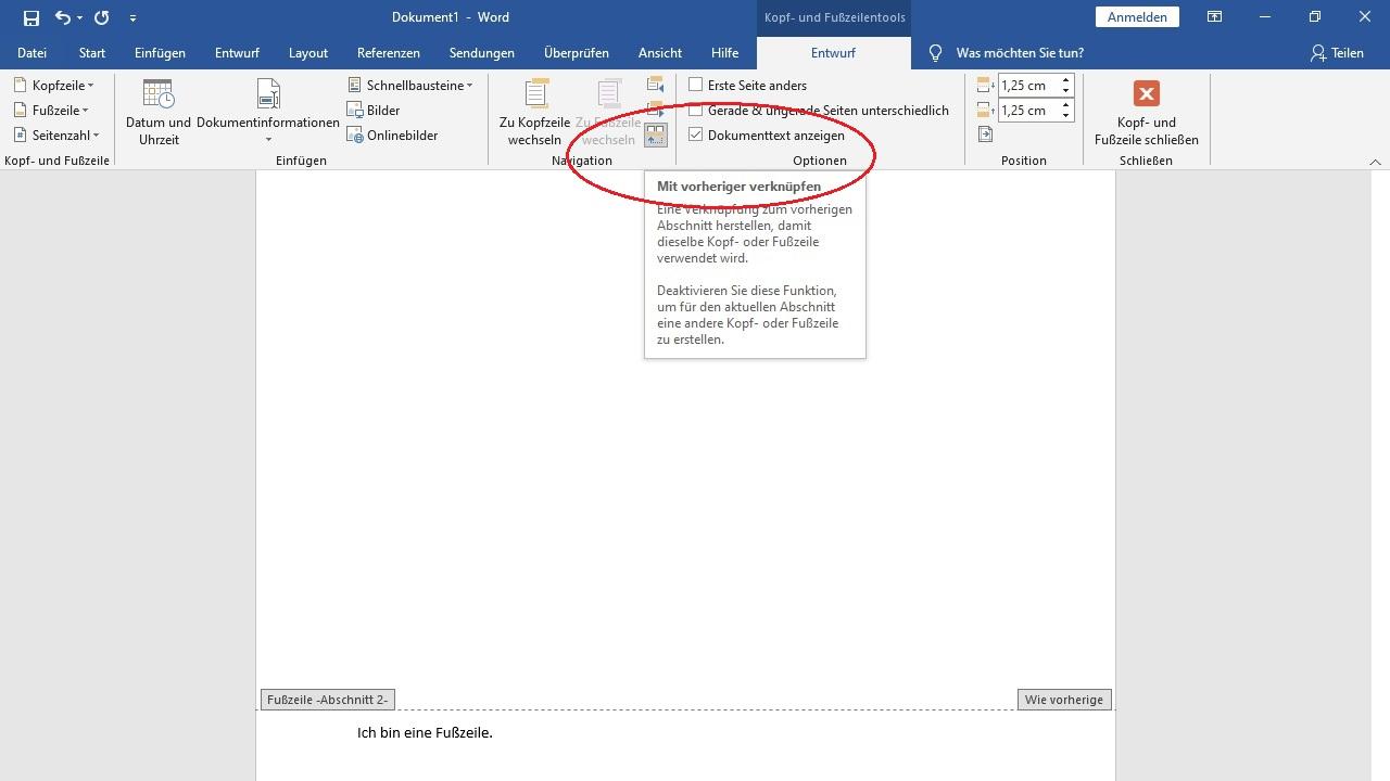 Word: Fußzeile nur auf einer Seite anzeigen - CHIP