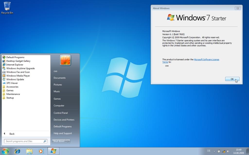 Microsoft Windows 7 Screenshot